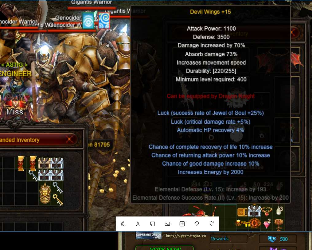 Cant wear my Devil Wings - Help & Assistance - DivinityMU Community