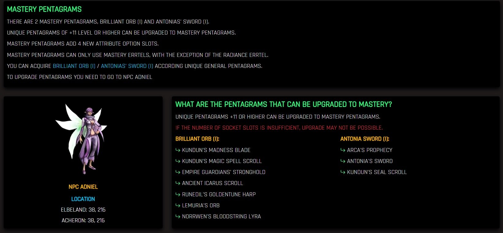 Mastery Pentagrams - Game System - DivinityMU Community
