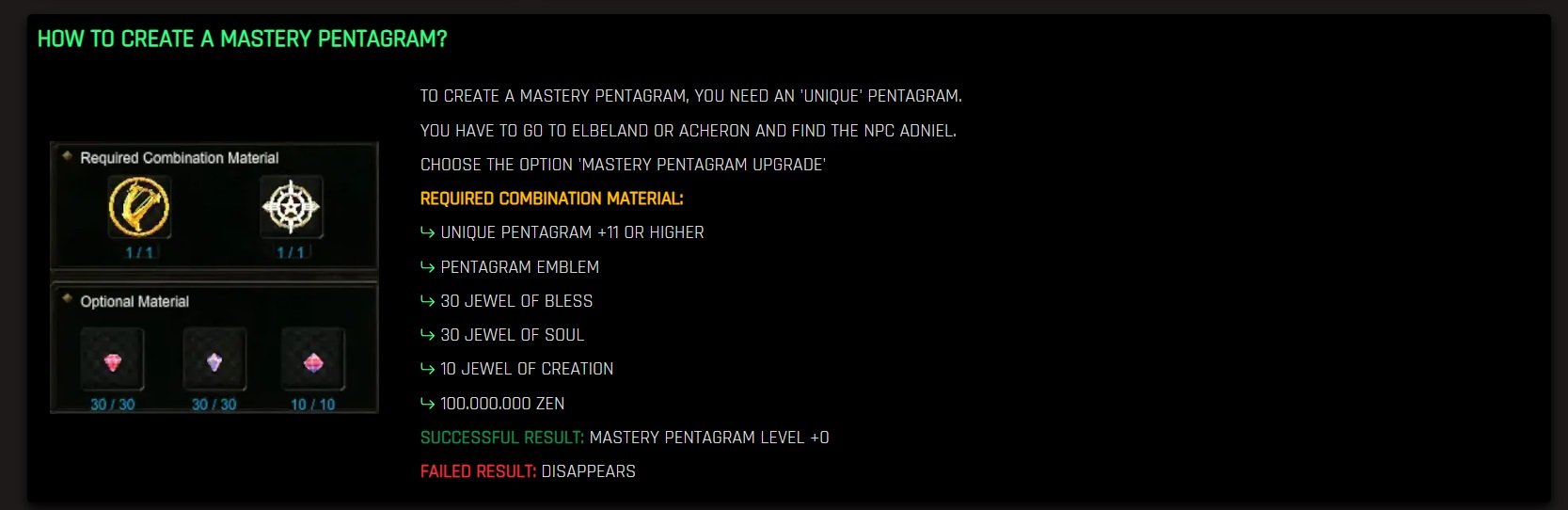 Mastery Pentagrams - Game System - DivinityMU Community